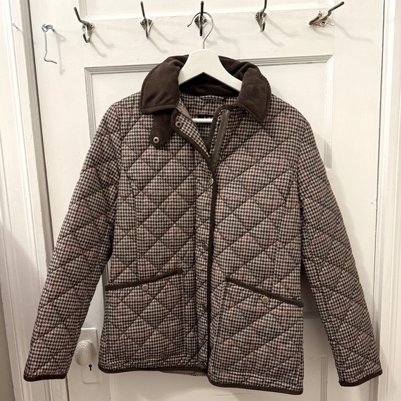 Ralph Lauren | Jackets & Coats | Ralph Lauren Quilted Houndstooth Jacket With Corduroy Collar ...
